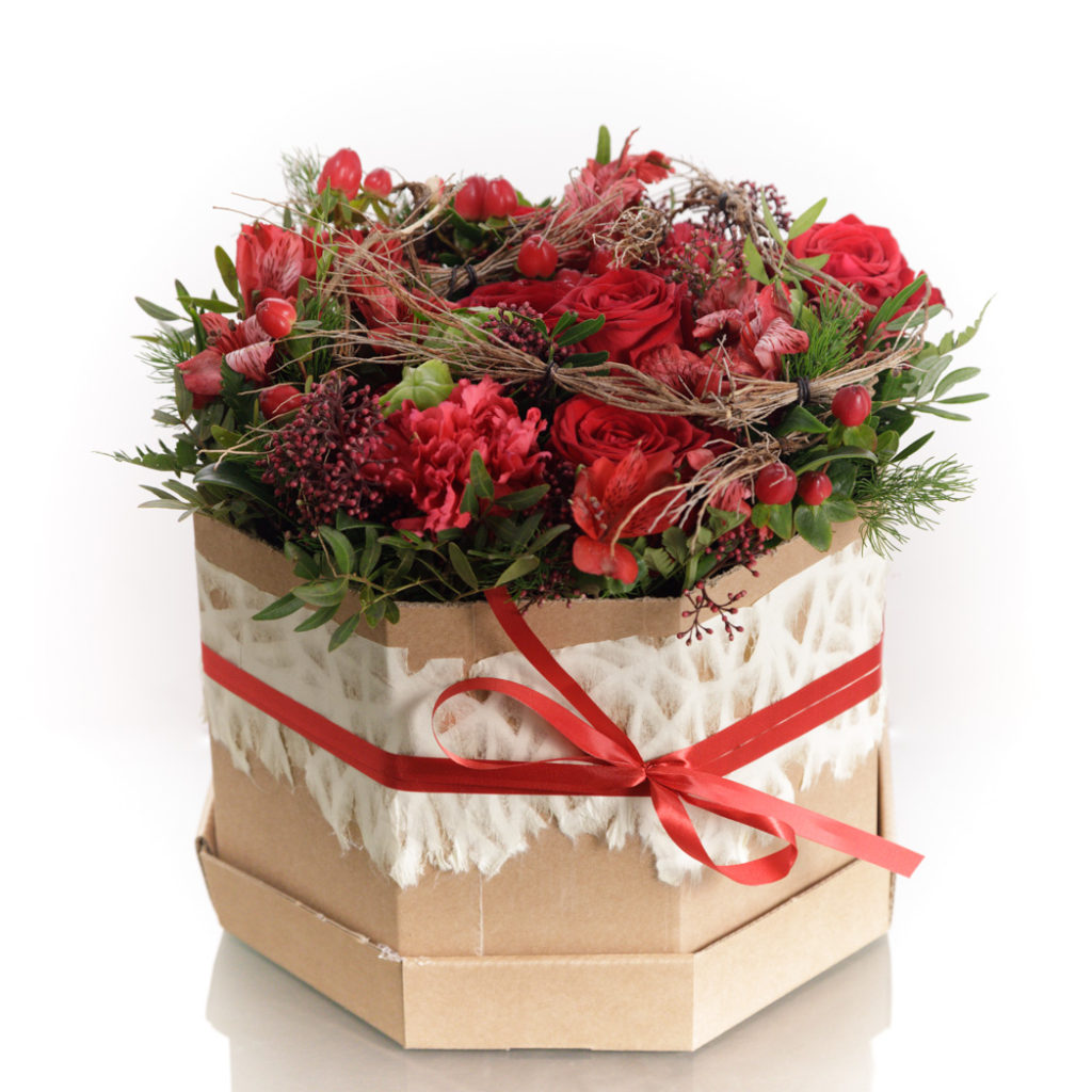 CAJA DE FLORES 30CM TONALIDAD ROJA – Floristeria Fontanillas